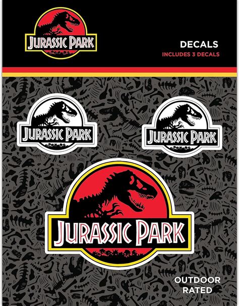 Jurassic Park Logo Decals Set Of 3 Color And Blackwhite Waterproof