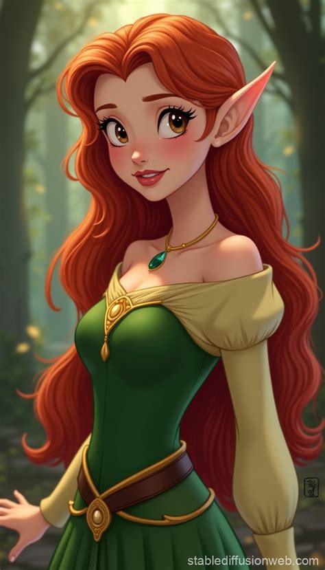 Disney Princess Elf Red Hair Stable Diffusion Online