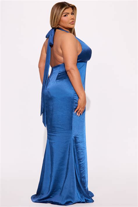 Seleste Satin Gown Navy Fashion Nova