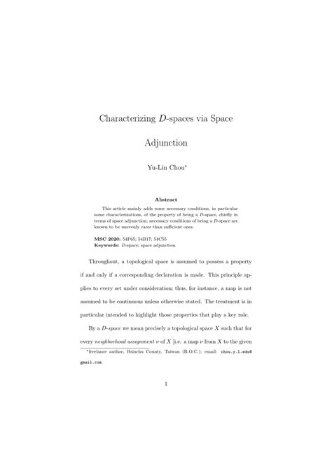 pdf characterizing d spaces via space adjunction