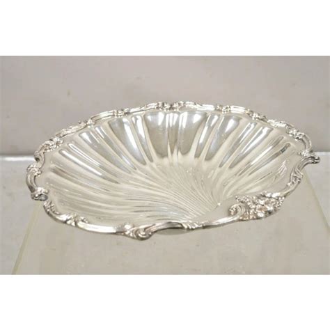 Vintage W And Sb English Regency Style Silver Plated Large Scallop Clam