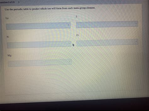 Solved Use The Periodic Table To Predict Which Ion Will Form