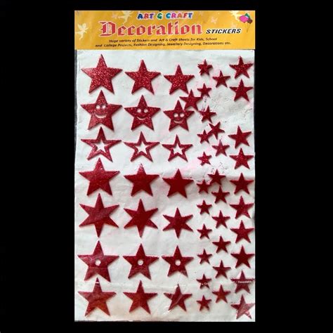 Foam Glitter Stickers Red Star Connect4sale