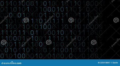 Bright Glowing Blue Neon Tech Background With Binary Code Numbers Stock Vector Illustration Of