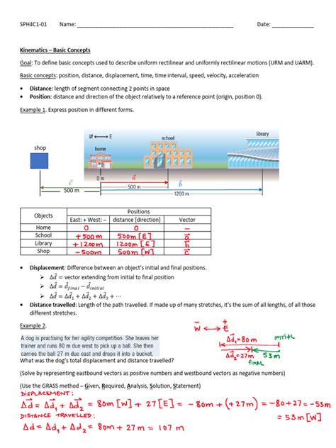11 Kinematics Basic Concepts Notes Pdf