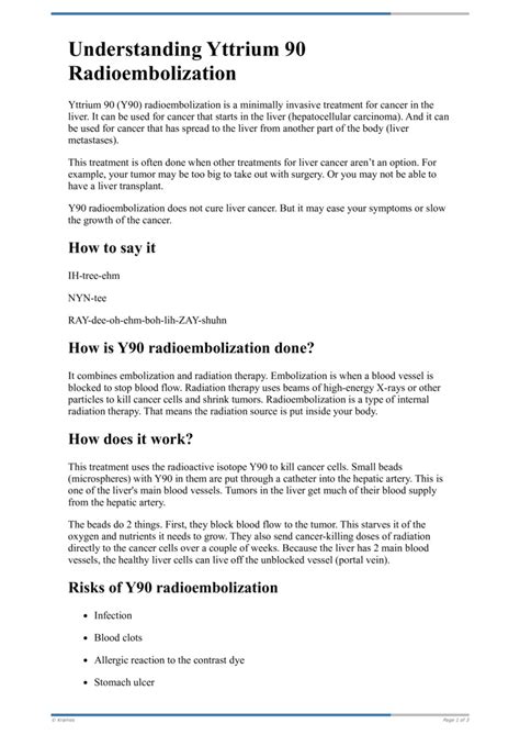 Text Understanding Yttrium 90 Radioembolization Healthclips Online