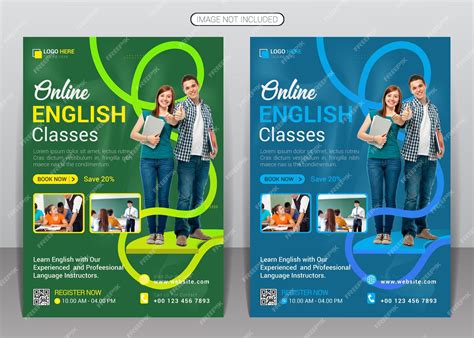 Premium Vector Online Learn English Language Course Lessons Flyer