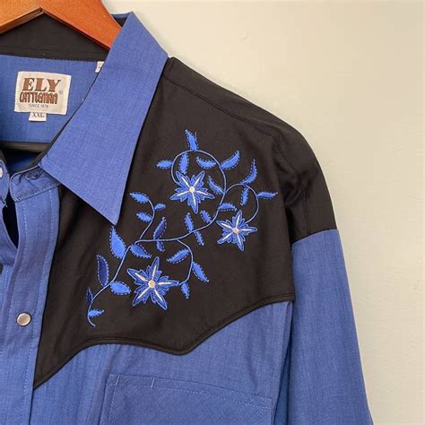 Vintage 90s Embroidered Pearl Snap Western Shirt Xxl By Ely Cattleman