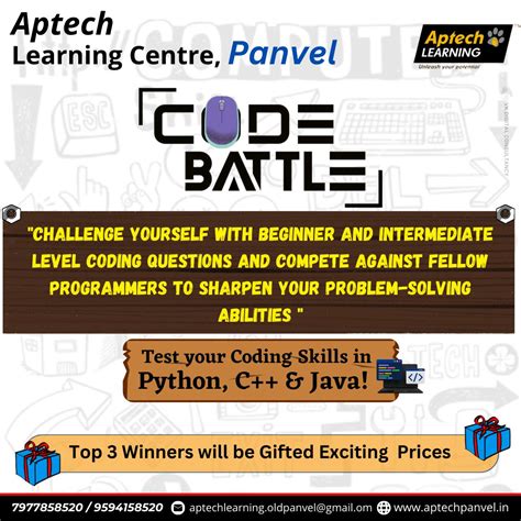 ︎code Battle ︎ Test Your Aptech Learning Centre Panvel