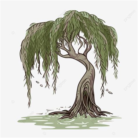 شجرة الصفصاف Clipart صورة متجهية لشجرة الصفصاف تبكي بشكل غير مباشر فوق