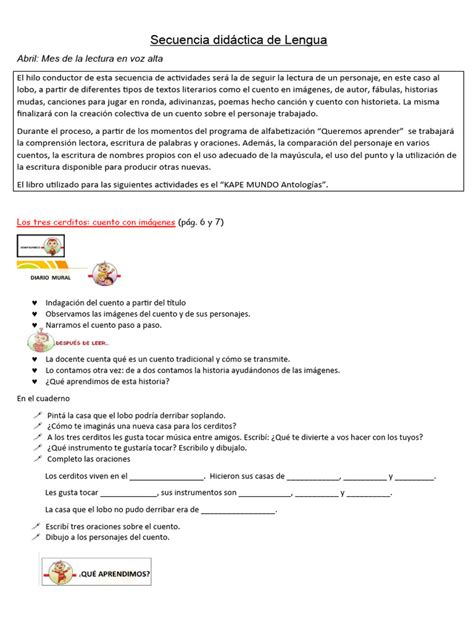 Secuencia Didáctica De Lengua Segundo Grado Pdf Caperucita Roja