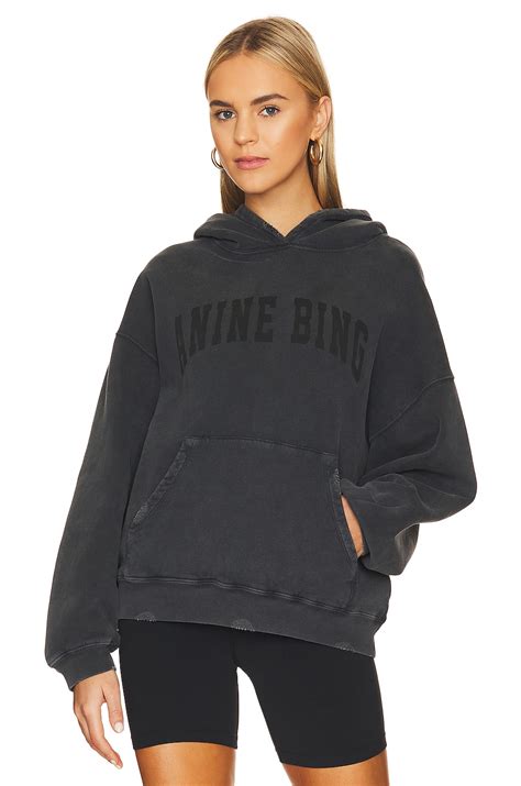Anine Bing Harvey Sweatshirt In Dark Washed Black Revolve