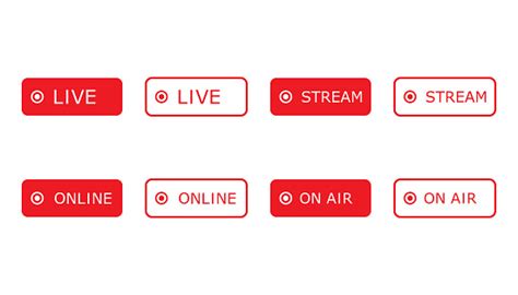 라이브 온라인 스트리밍 및 방송 아이콘의 집합 방송 Tv 쇼 레이블 멀티미디어 템플릿입니다 격리 된 빨간색 영화와 라디오 기호