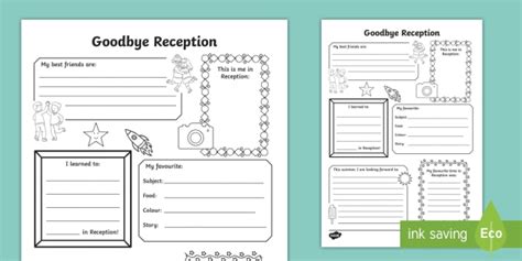 Goodbye Reception Writing Frame Teacher Made