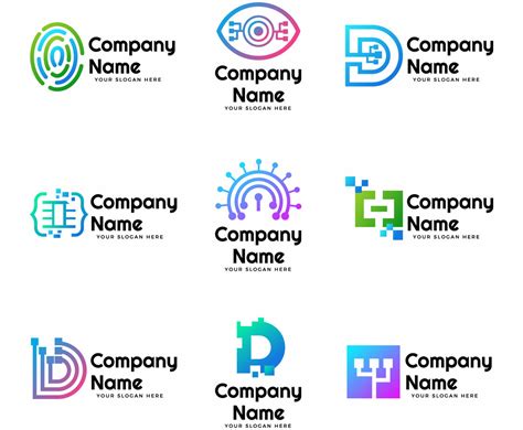 Digital Company Logo Set Vector Art And Graphics