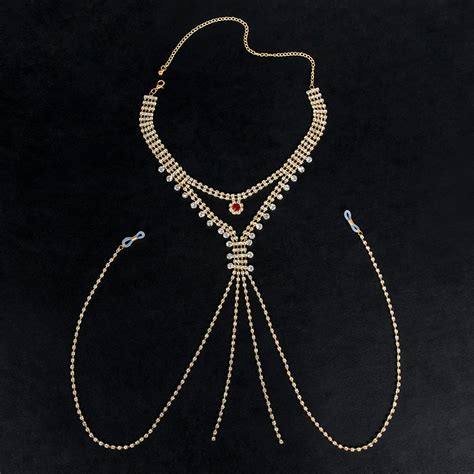 Hooun Womens Fashion Ruby Bikini Sexy Rhinestone Nightclub Set Body