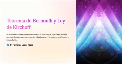 Teorema De Bernoulli Y Ley De Kirchoff
