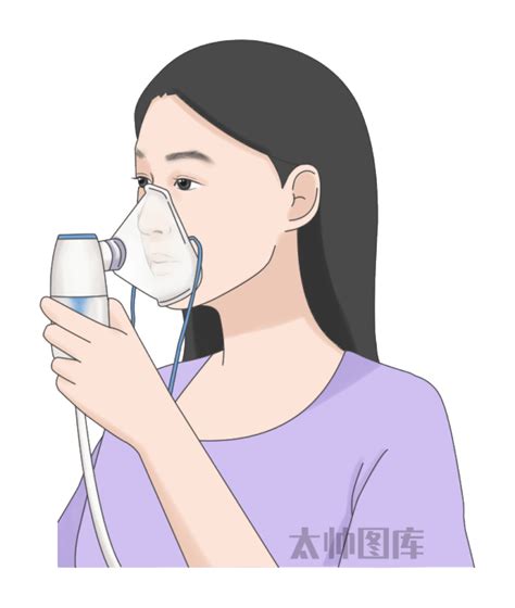 成人雾化 医学插画