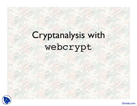 Cryptanalysis Cryptography Lecture Slides Docsity