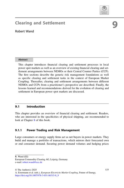 Pdf Clearing And Settlement