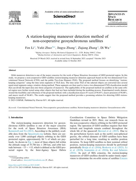A Station Keeping Maneuver Detection Method Of Non Coop 2024