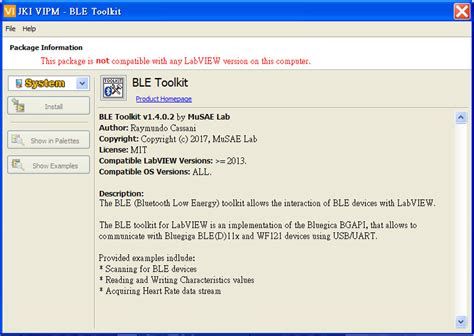 上 BLE Bluetooth Low Energy Toolkit for LabVIEW 低功耗藍芽工具套件