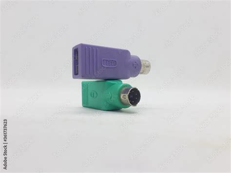 Portable Computer Connector Cable Converter For Electronic Data Transfer In White Isolated
