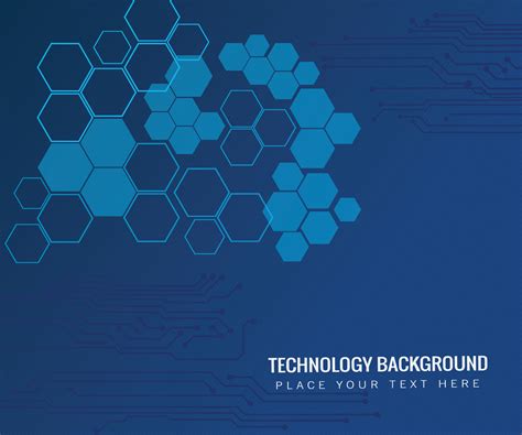 Blue Technology Concept Background With Hexagonal Elements For Website