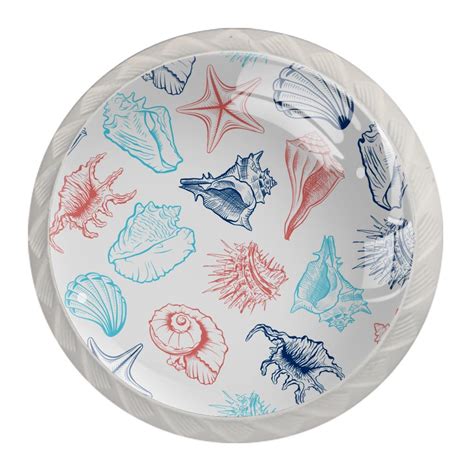 4 Pcs Colorful Shell Knobs For Kitchen Cabinet Cupboard Dresser Bookcase Drawer Pulls Handles