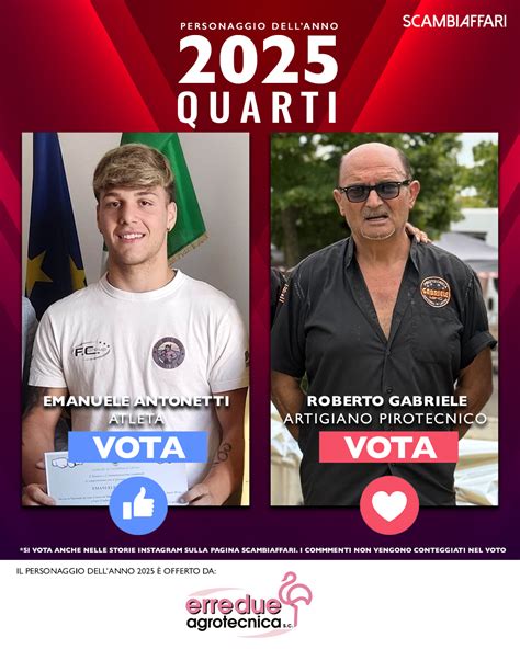 Scambiaffari Cisterna 𝗣𝗲𝗿𝘀𝗼𝗻𝗮𝗴𝗴𝗶𝗼 𝗱𝗲𝗹𝗹𝗔𝗻𝗻𝗼 𝟮𝟬𝟮𝟱 Si Vota Oggi Il