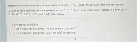 Solved Determine Whether The Following Is A Probability Chegg