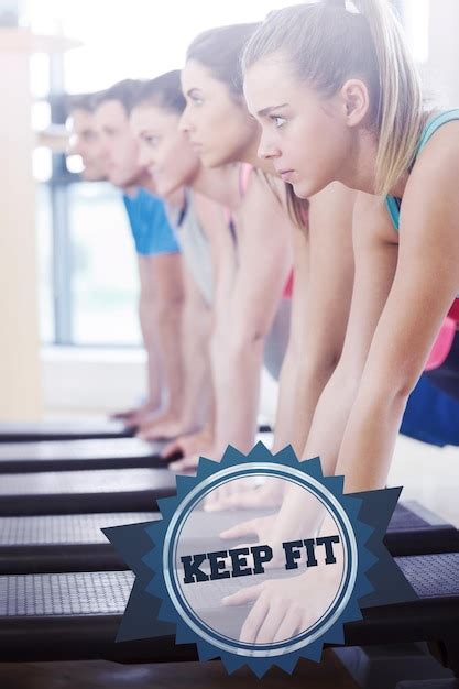 Premium Photo The Word Keep Fit And Instructor With Fitness Class