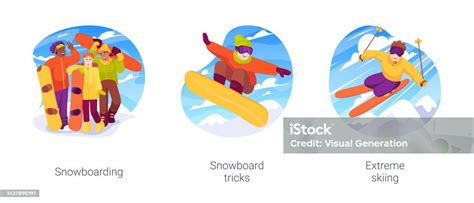 겨울 익스트림 스포츠 고립 된 만화 벡터 일러스트 레이 션 세트 겨울에 대한 스톡 벡터 아트 및 기타 이미지 겨울 다민족 그룹 스포츠 Istock