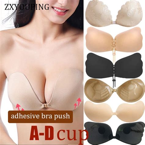 Zxyouping 5 Models Lace Adhesive Bra Push Up Thick Silicon Bra Wireless