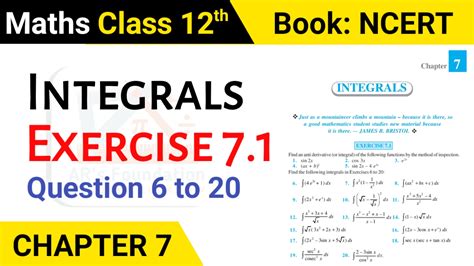 Class 12 Chapter 7 Integrals Ars Foundation Academy