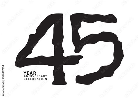 45 Year Anniversary Celebration Black Color Logotype Vector 45 Number