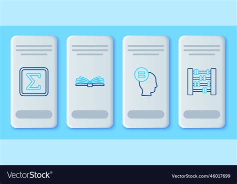 Set Line Open Book Calculation Sigma Symbol Vector Image