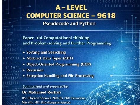 A Level Computer Science 9618 Chapter 19 And 20 Pseudocode Python