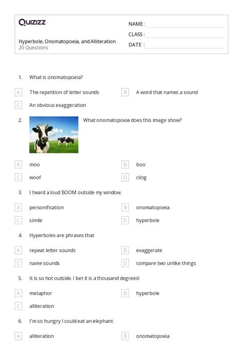 50 Hyperbole Worksheets For 6th Grade On Quizizz Free And Printable