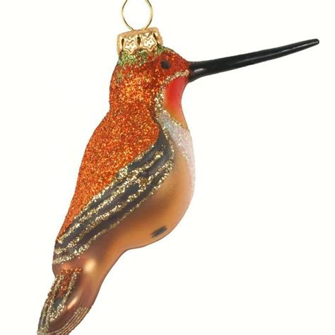 4 In Hand Blown Glass Rufous Hummingbird Ornament Bird Christmas