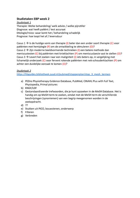 Studietaken Ebp Week 2 Bibliotheekzuydpubmedstappenplanstap3