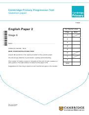 Cambridge Primary Progression Test Stage 6 English 2014 Paper 2 Questionpdf Cambridge