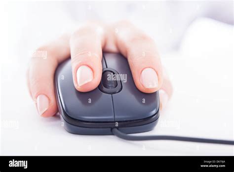 Isolated Female Hand On The Mouse Stock Photo Alamy