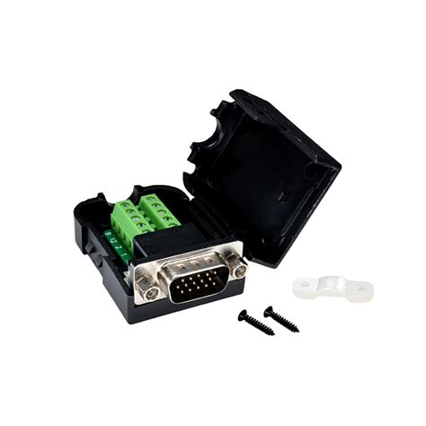 Vga Male Connector Db15 To Terminal Block Adapter With Cover • Mktechnic