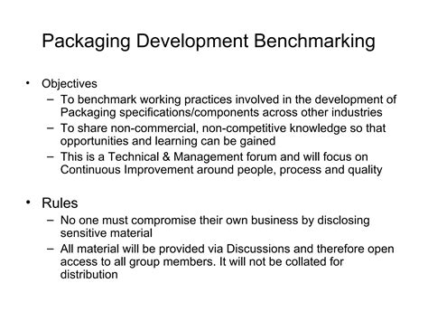 Packaging Development Benchmarking Ppt