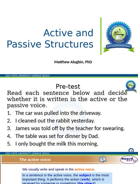 Active And Passive Structure Gst Edsu Pdf Subject Grammar Verb