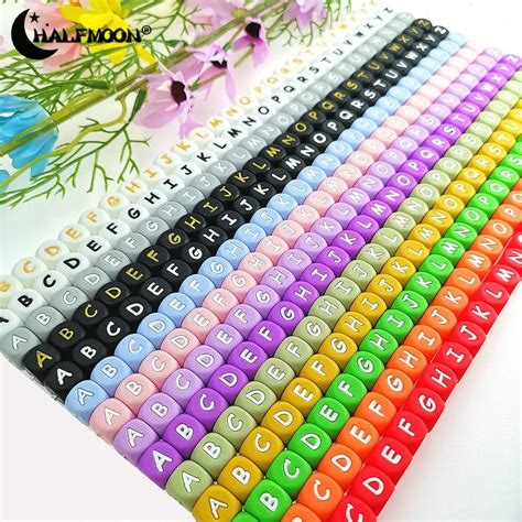 100pcs 12mm English Alphabet Letter Beads Silicone Beads For