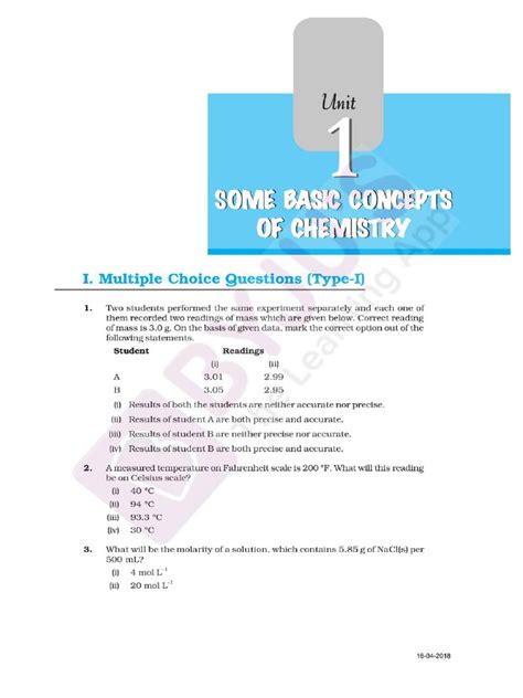 Ncert Exemplar Class 11 Chemistry Chapter 1 Pdf