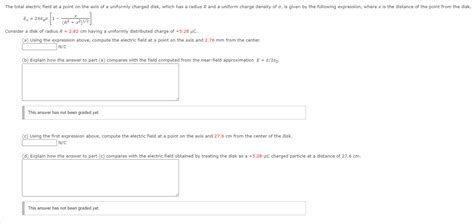 Solved The Total Electric Field At A Point On The Axis Of A Chegg