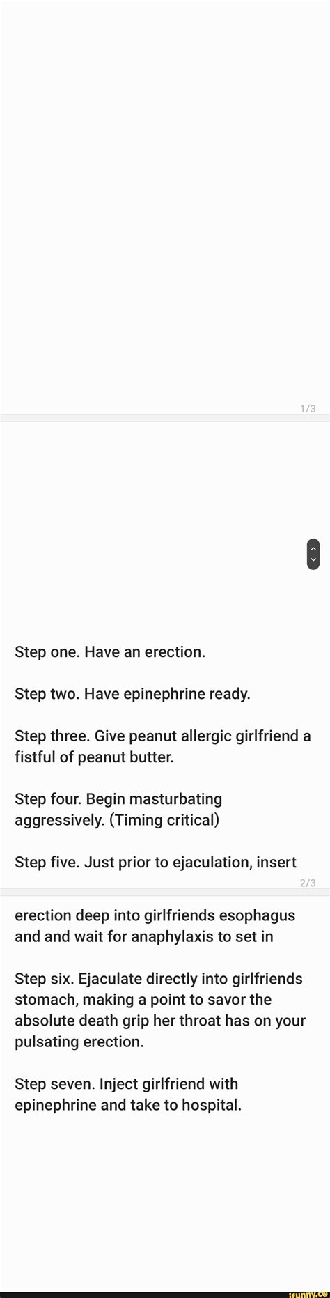 SSS Step One Have An Erection Step Two Have Epinephrine Ready Step Three Give Peanut